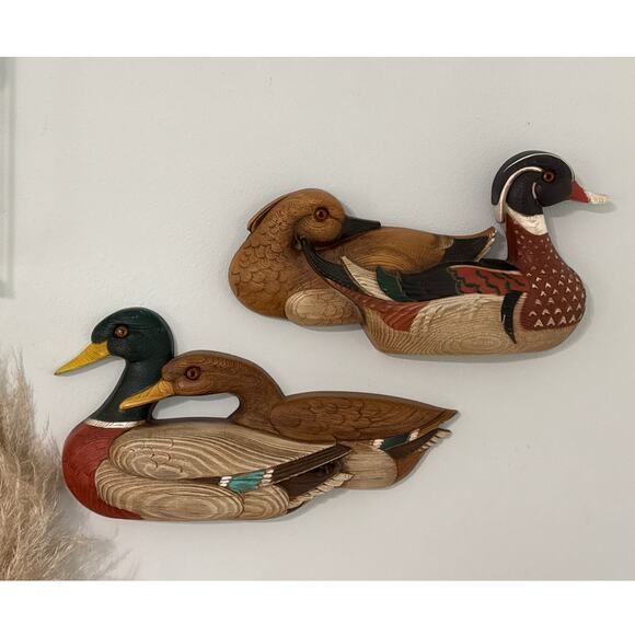 CuratedWhimnWonder | Accents | Vintage Mallard Duck Wall Decor Pair ...